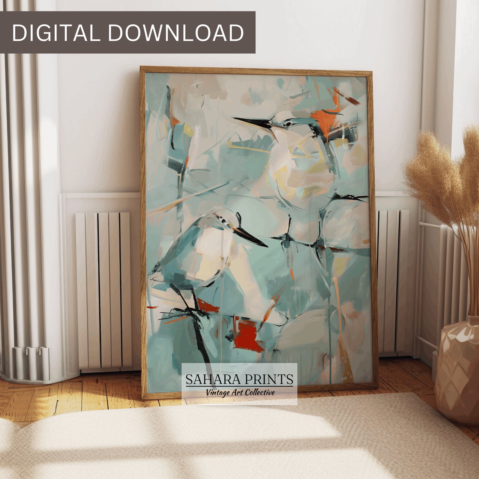 Abstract Birds Art Print | Vibrant Wildlife Poster | Modern Wall Decor ...