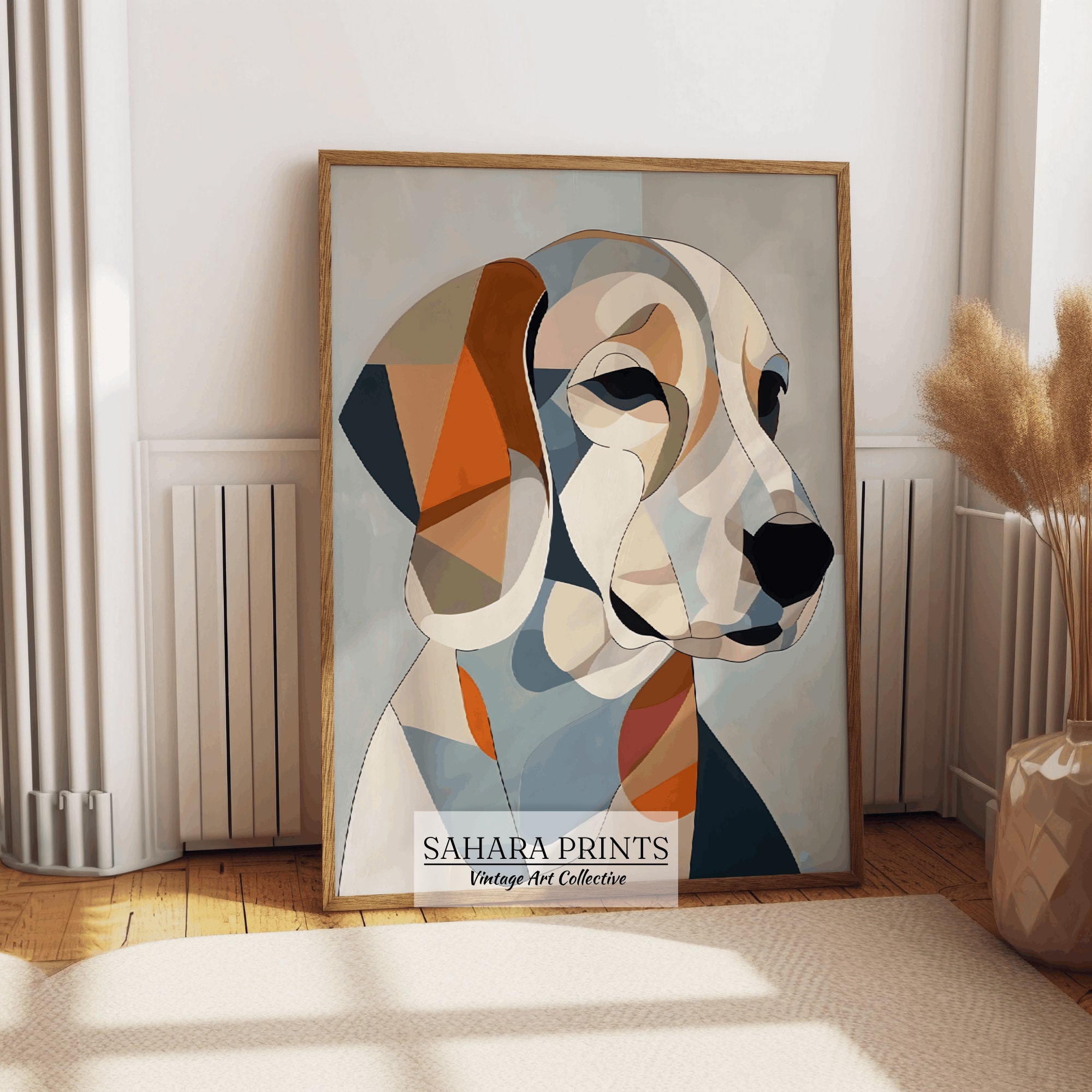 Modern Abstract Dog Art Print Colourful Wall Decor Multicolour Pet ...