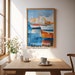 Modern Abstract Greek Island Boats Art Print | Colourful Seascape Wall ...
