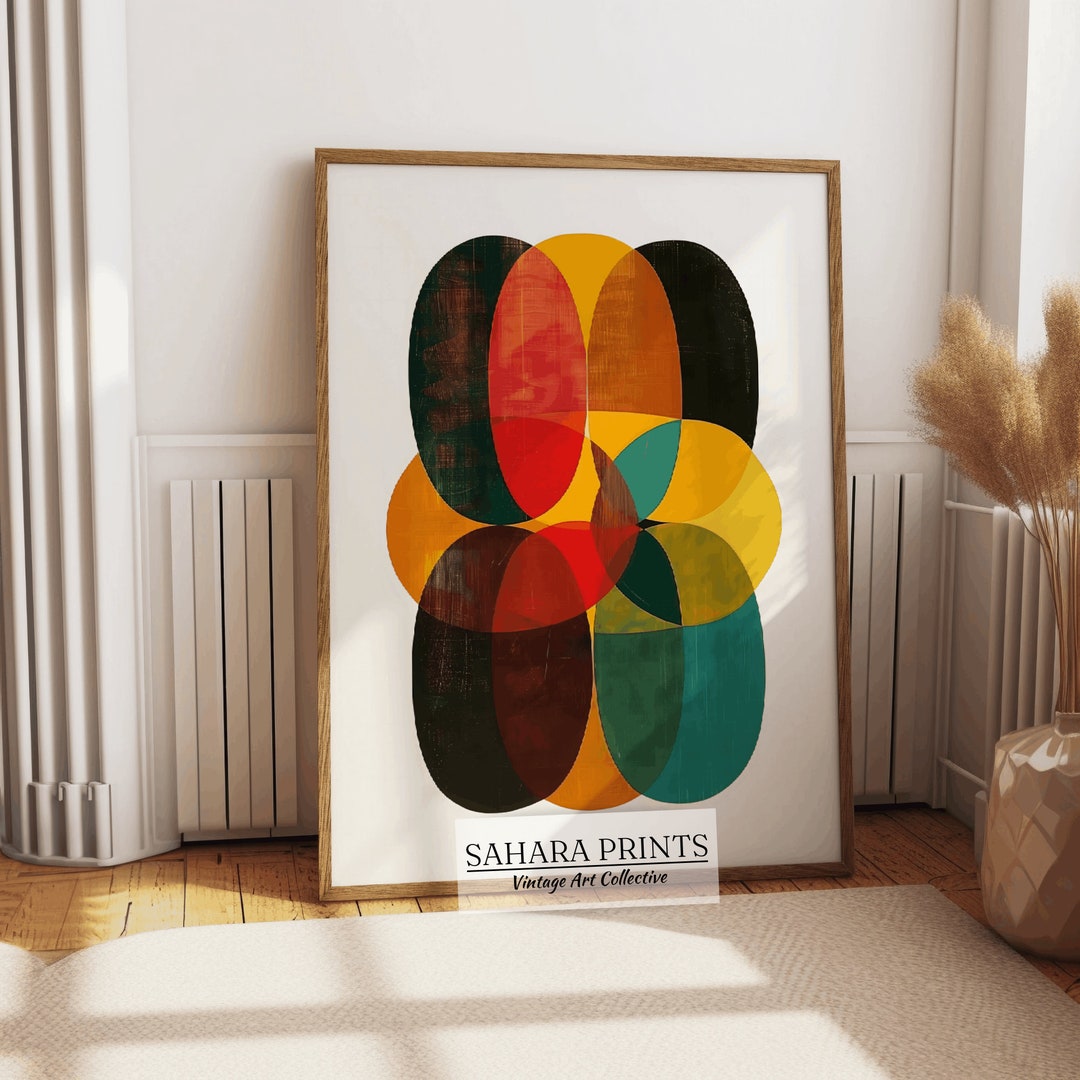 Colourful Overlapping Circles Art Print | Vibrant Retro Abstract Poster ...