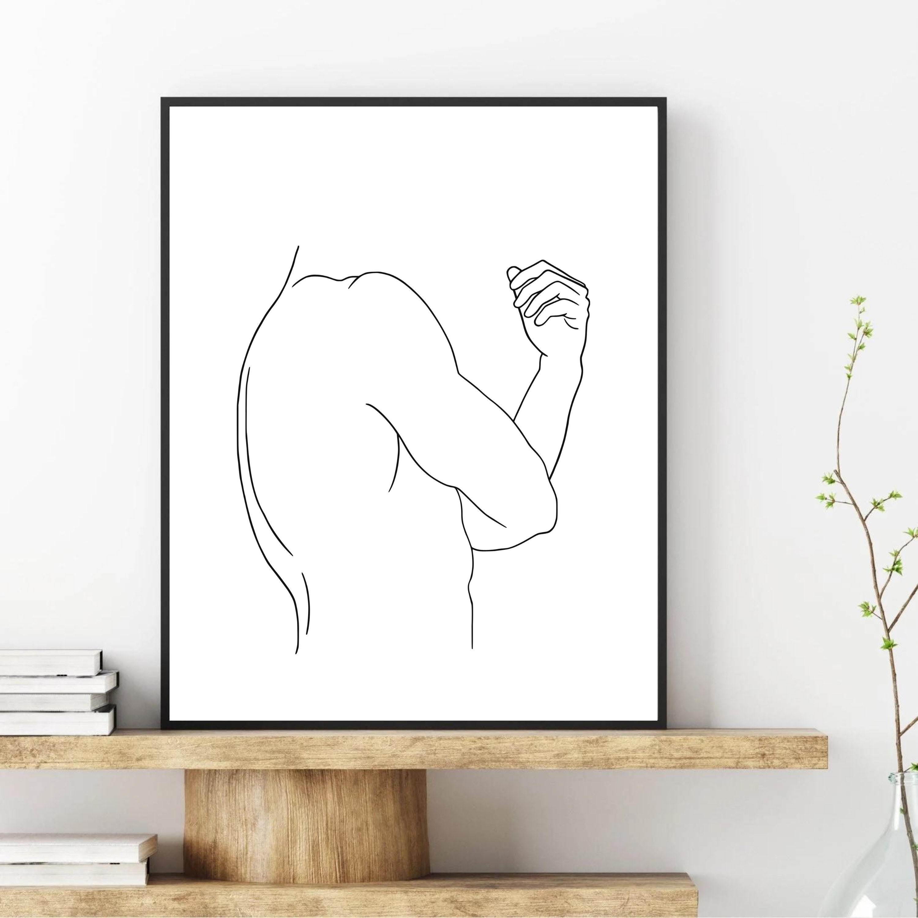 Chest Man Line Art Muscle Male Body - Etsy
