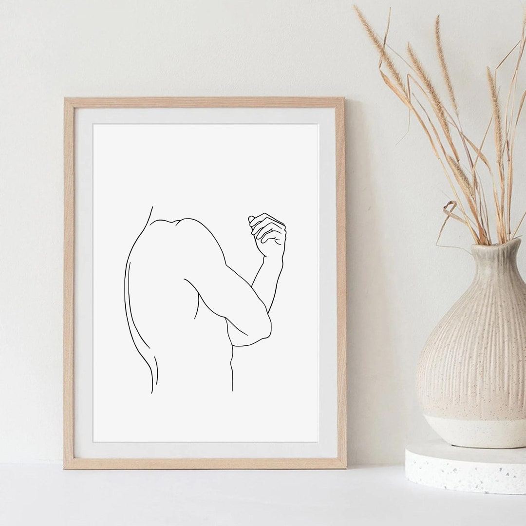 Chest Man Line Art Muscle Male Body - Etsy