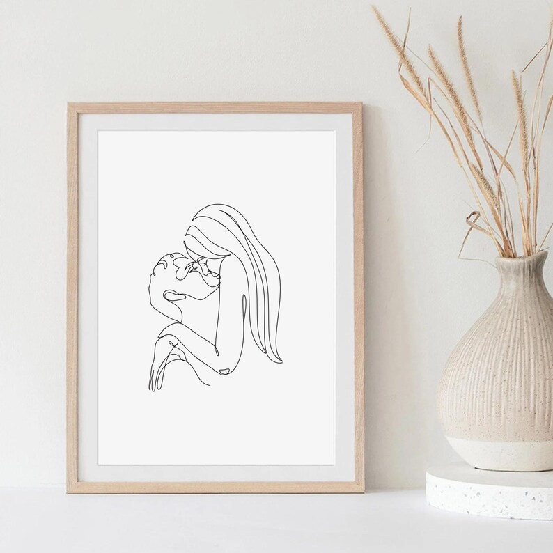 Affectionate Kissing Line Art Intimate Line Art - Etsy