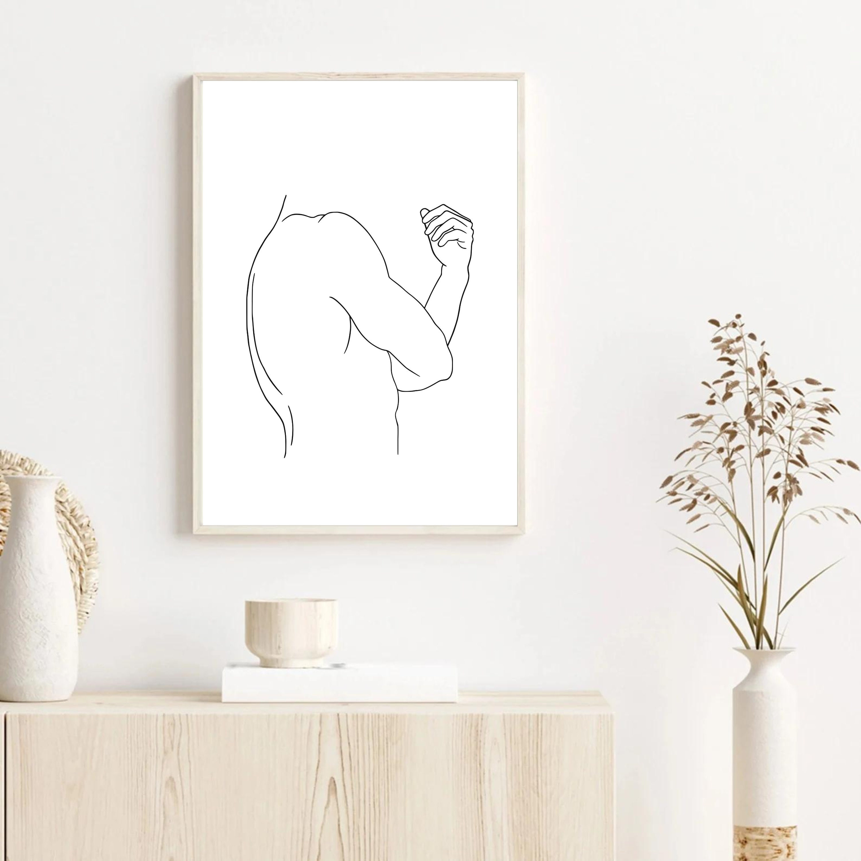 Chest Man Line Art Muscle Male Body - Etsy