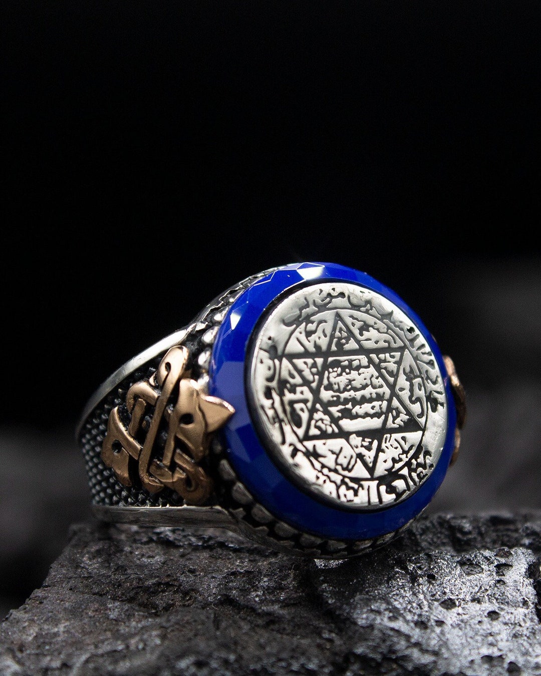 Secret Seal of Solomon Blue Ring , King Solomon Ring , Silver Ring for ...