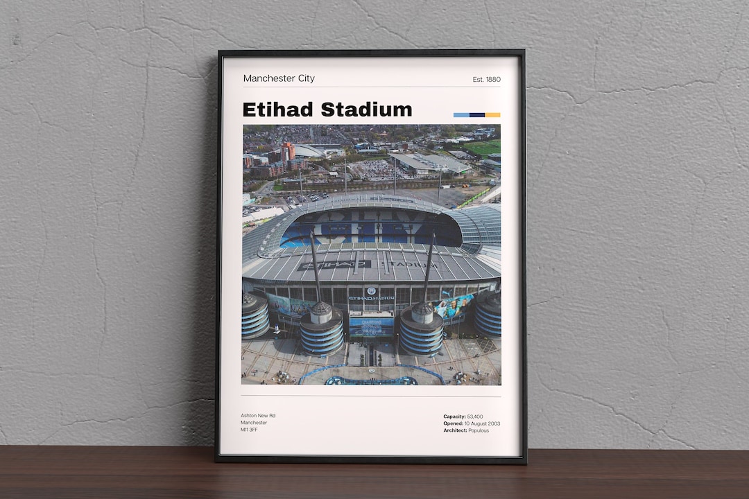 Manchester City Poster Etihad Stadium A4 A3 A2 Print Erling Haaland ...
