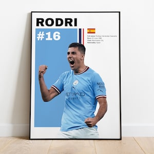 Rodri Poster, Manchester City Poster A4 A3 A2 A1 Print Retro Wall Art ...