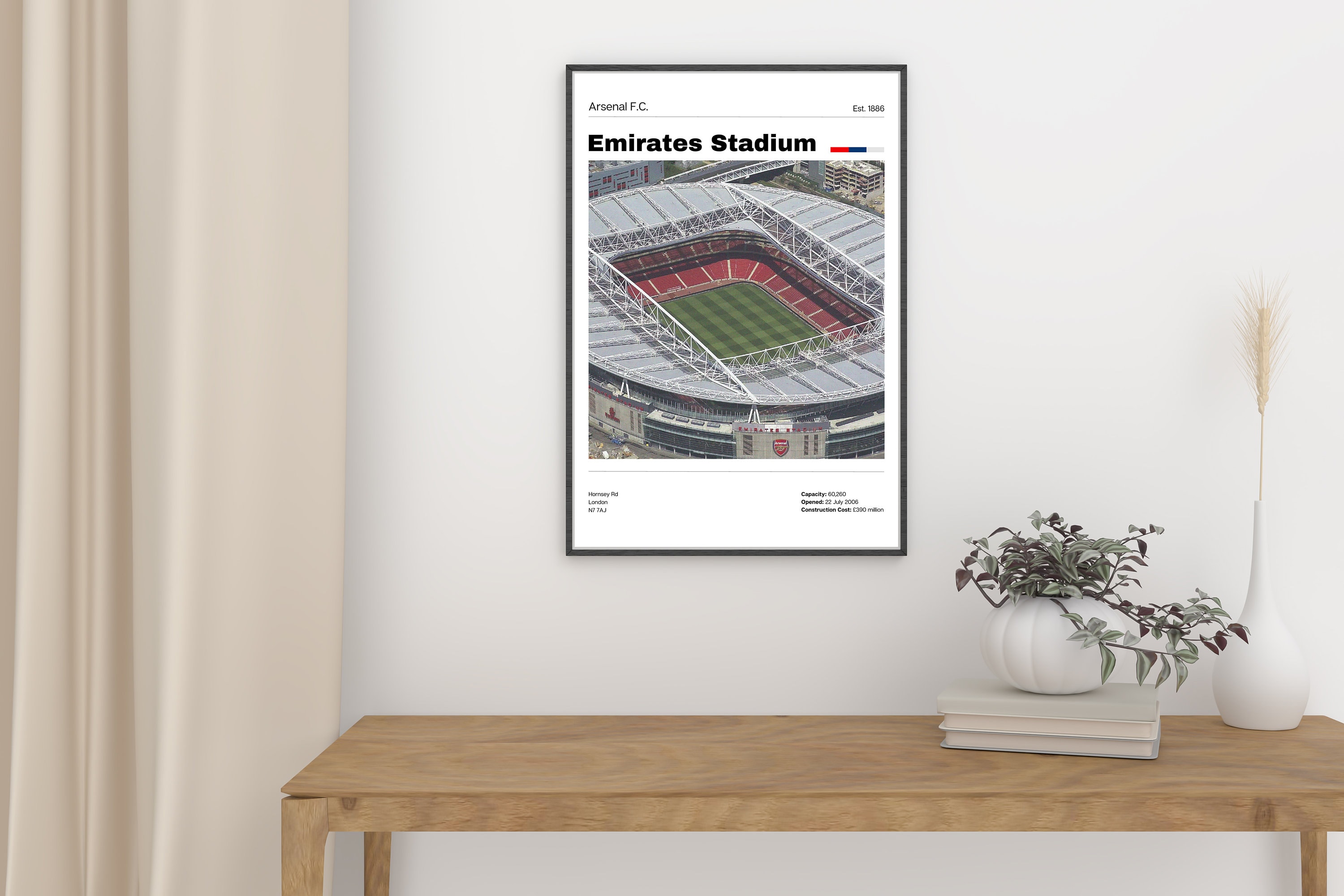 Arsenal Poster Emirates Stadium A4 A3 A2 A1 Print Retro Football Wall ...