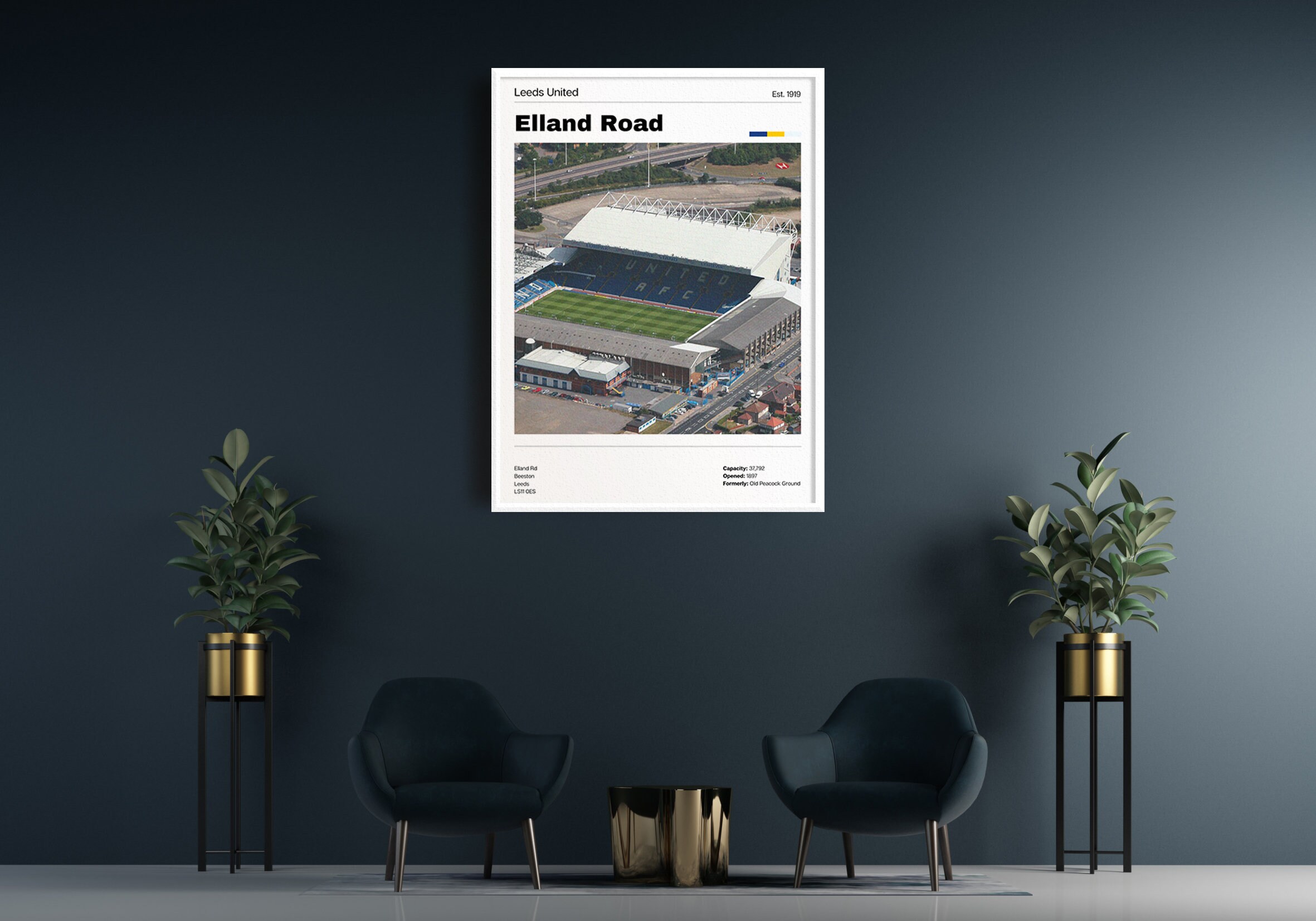 Leeds United FC Poster Elland Road Stadium A4 A3 A2 A1 Print Tyler ...
