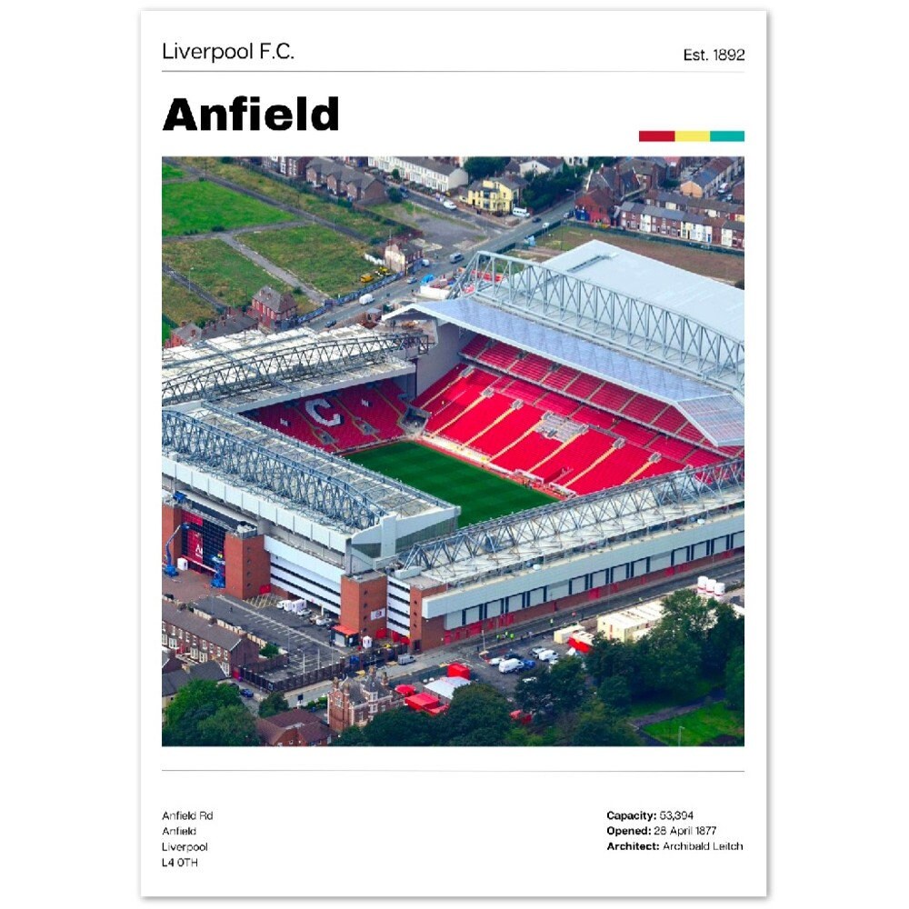 Liverpool Football Poster Anfield Stadium A4 A3 A2 Print Steven Gerrard ...