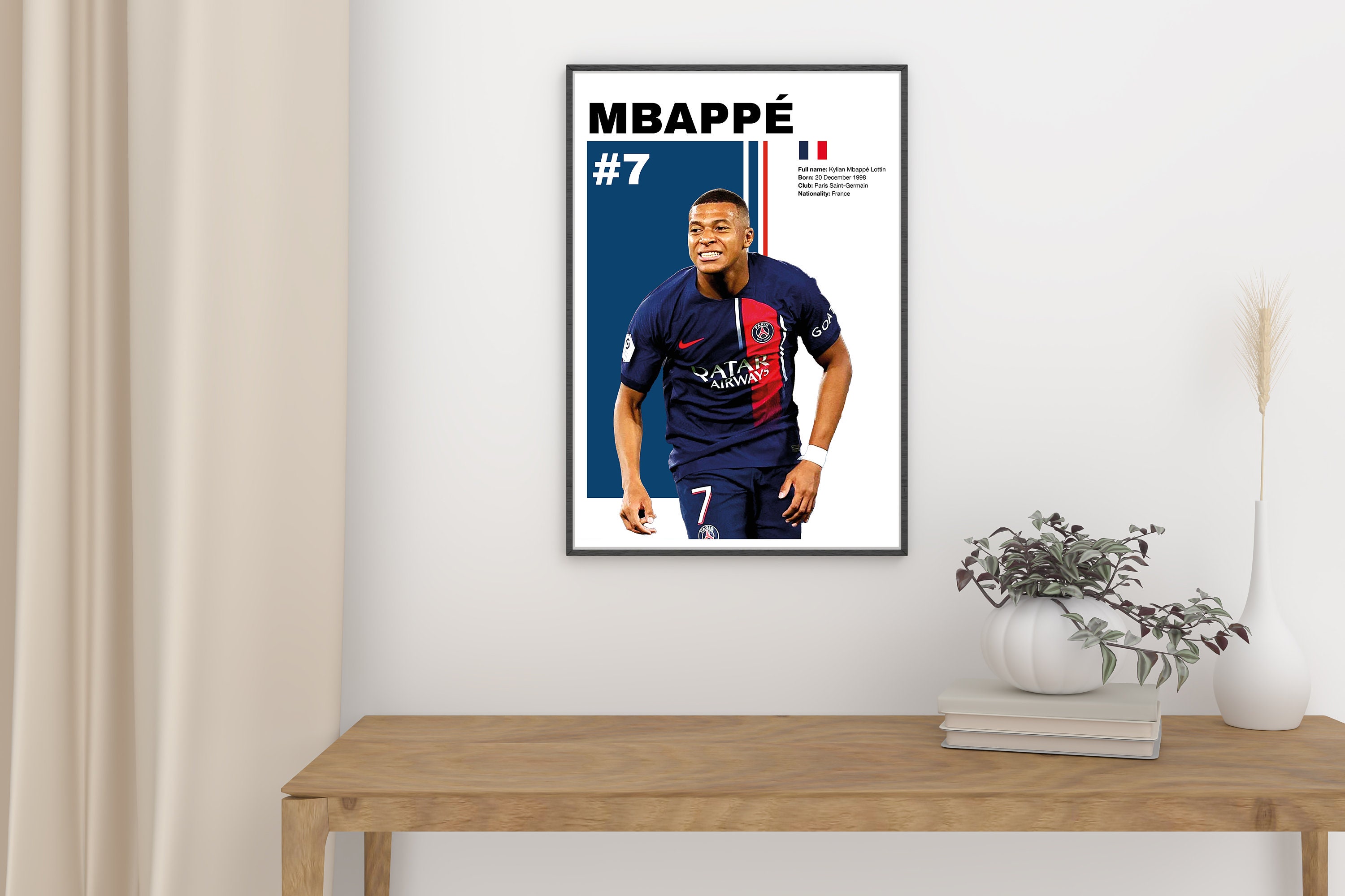 Kylian Mbappé Poster, Paris Saint Germain A4 A3 A2 A1 Print Retro Wall ...