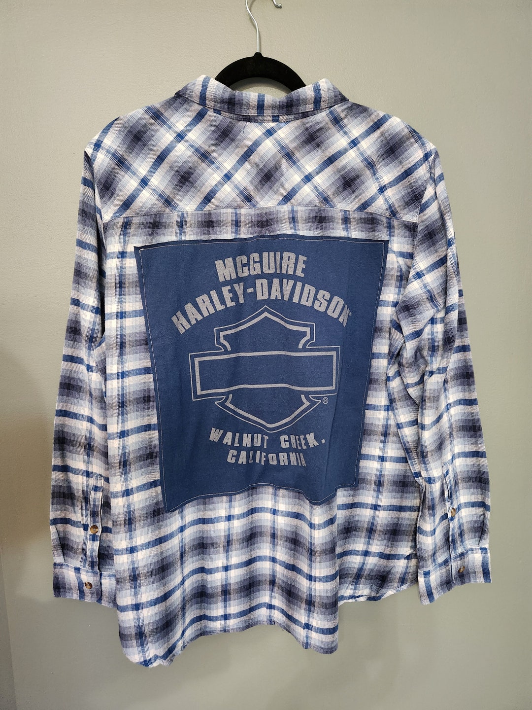 Flannel Rework Harley Davidson Shirt Hand Bleached - Etsy