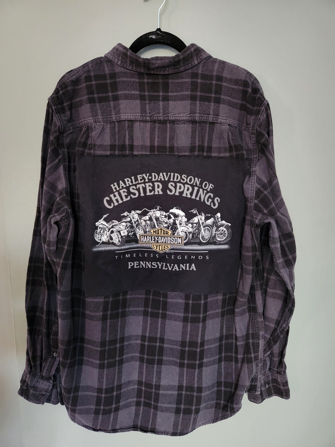 Flannel Rework Harley Davidson Shirt, Hand Bleached optional, Vintage ...