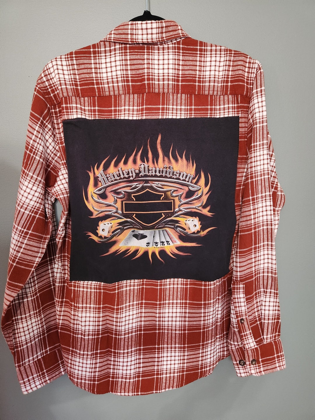 Flannel Rework - Harley Davidson Shirt, Hand Bleached (optional ...