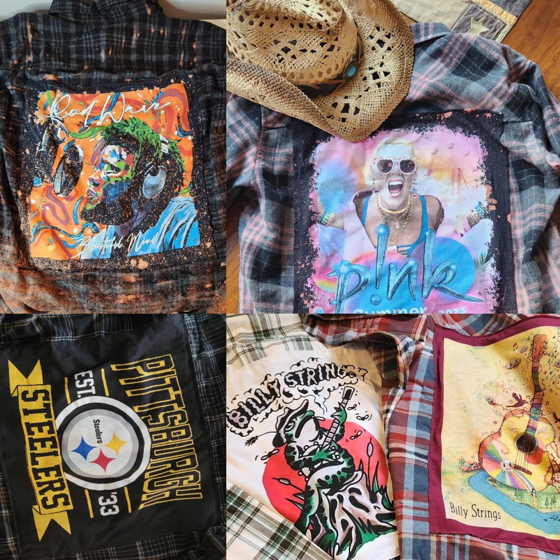 CUSTOM ORDER - Create Your Own Flannel Rework - Upcycled Flannel and T ...