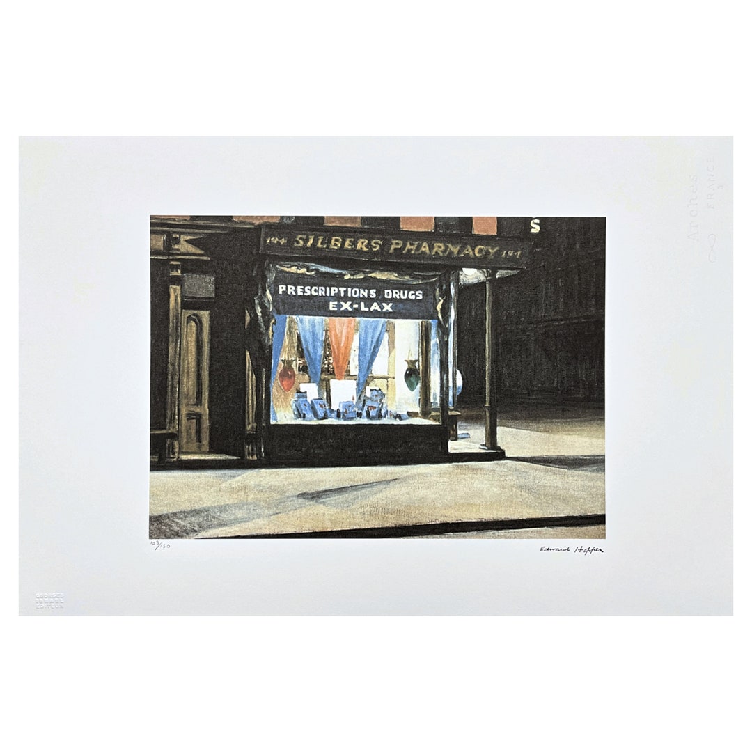 EDWARD HOPPER - Drug Store - Signed, Numbered Edition 103/150, 57 X 38 ...