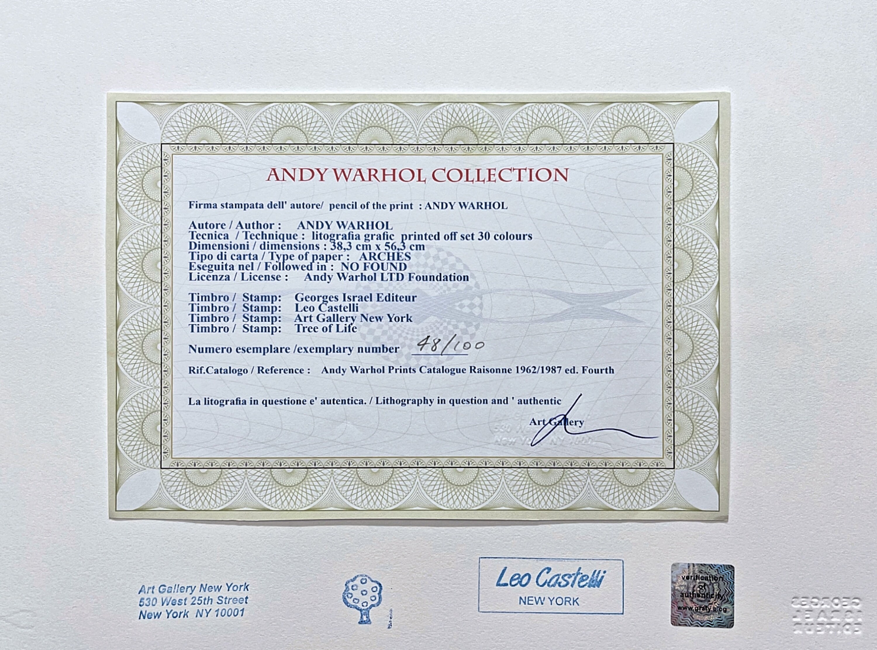 ANDY WARHOL skulls Signed, Certificate coa, Limited Edition 48/100, 38 ...