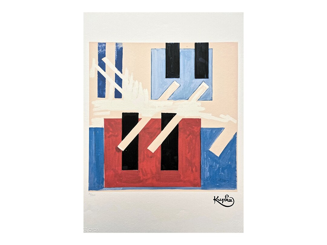 FRANTIŠEK KUPKA - Red and Blue Composition - Signed, Numbered Edition ...