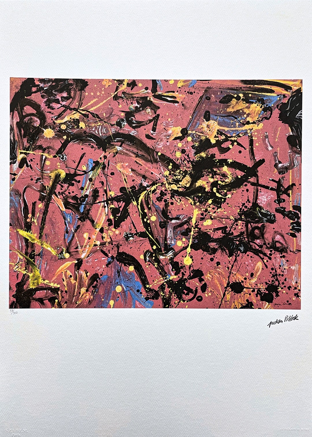 JACKSON POLLOCK after Signed, Certificate, Limited Edition 37/300, 50 X ...