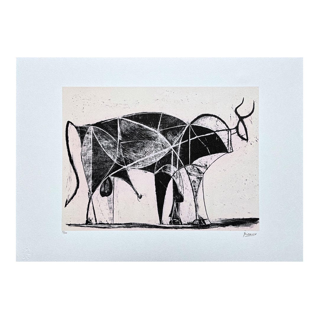 PABLO PICASSO (after) - Bull - Signed, Certificate, Limited Edition 92/ ...