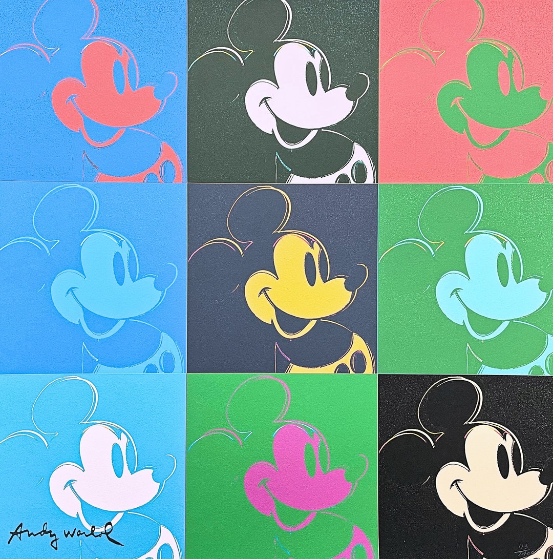 ANDY WARHOL mickey Mouse Signed, Certificate, Limited Edition 113/2400, 60 X 60 Cm, Edition CMOA ...
