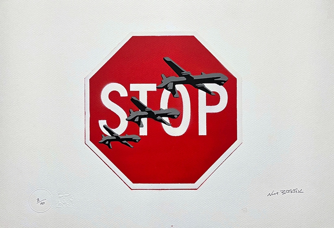 BANKSY/NOT BANKSY stop Drones Original Spray Paint, Certificate coa ...