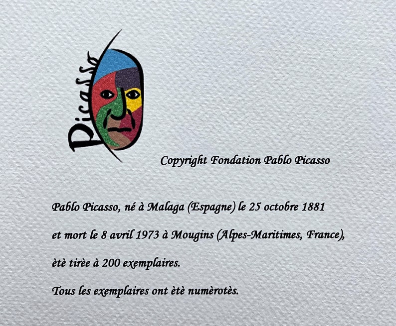 PABLO PICASSO Signed Certificate coa Limited Edition - Etsy