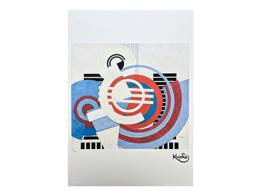 FRANTIŠEK KUPKA - White on Blue and Red - Signed, Numbered Edition 79/ ...