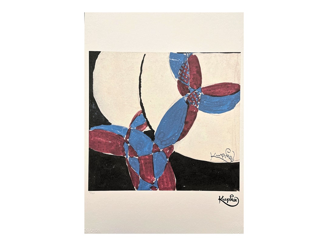 FRANTIŠEK KUPKA - Abstraction in Red and Blue II - Signed, Numbered ...