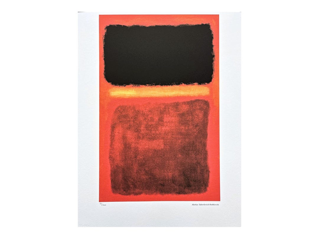 MARK ROTHKO (after) - Black and Yellow on Red - Signed, Certificate ...