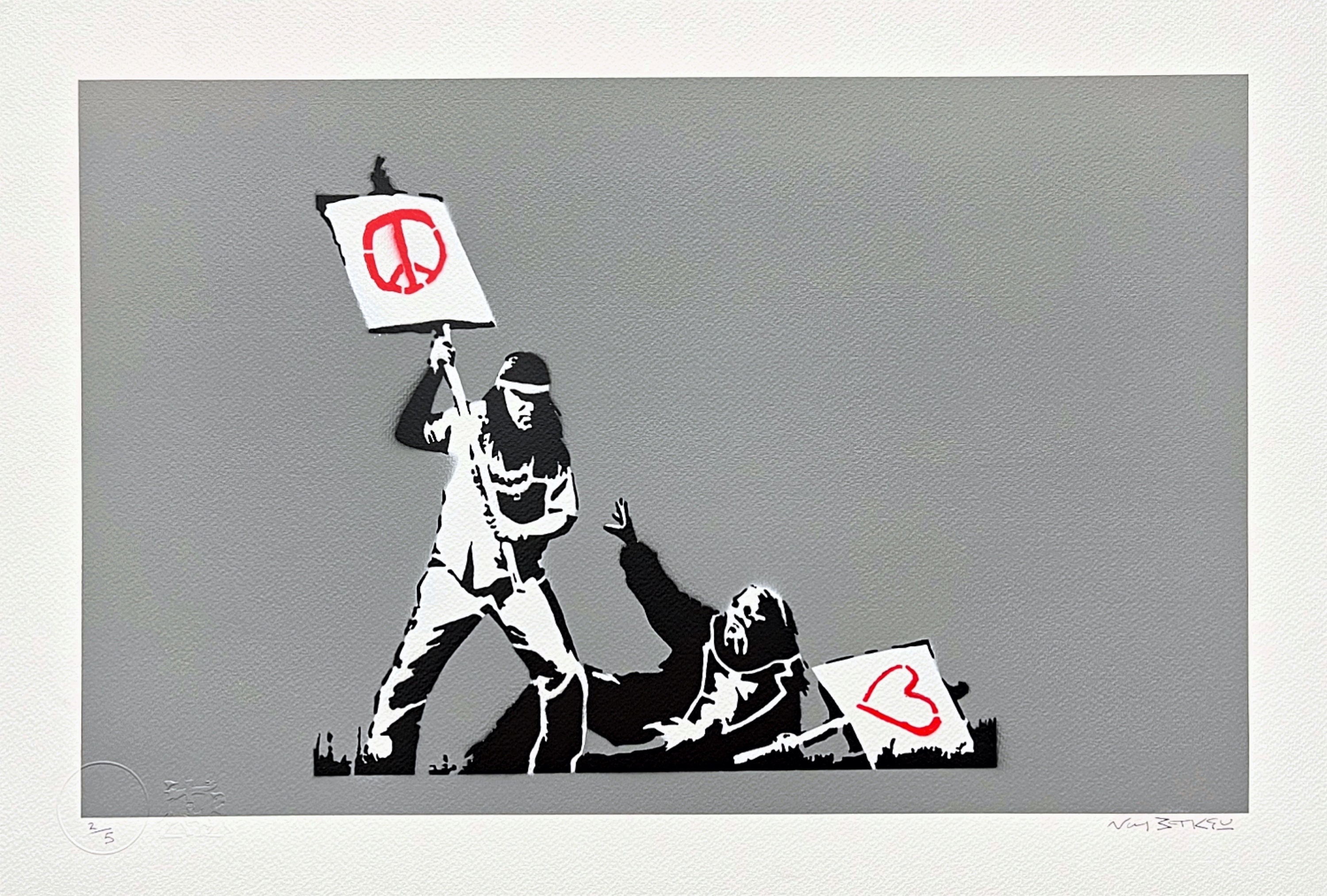 BANKSY/NOT BANKSY peace Vs Love Original Spray - Etsy
