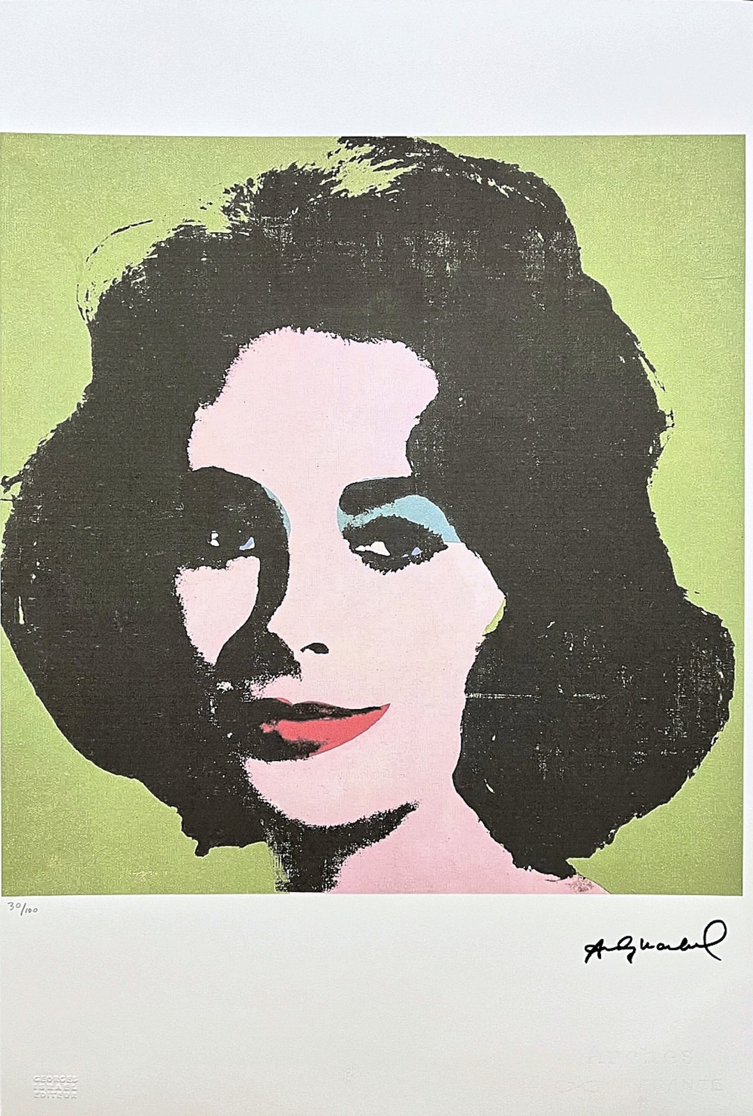 Andy Warhol After Liz Taylor Signed Certificate Limited Edition 30
