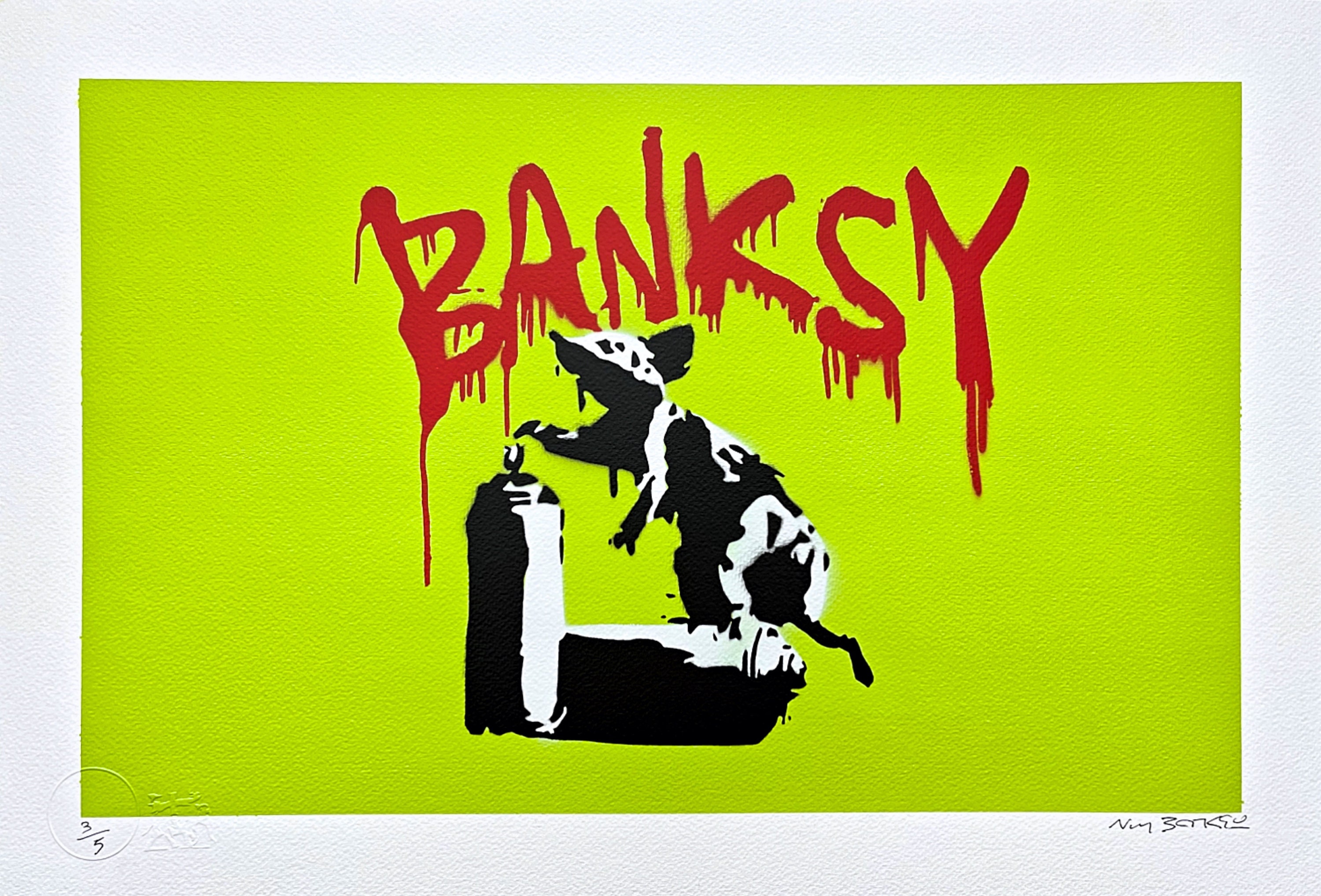Banksynot Banksy Rat With Spray Cans Original Etsy