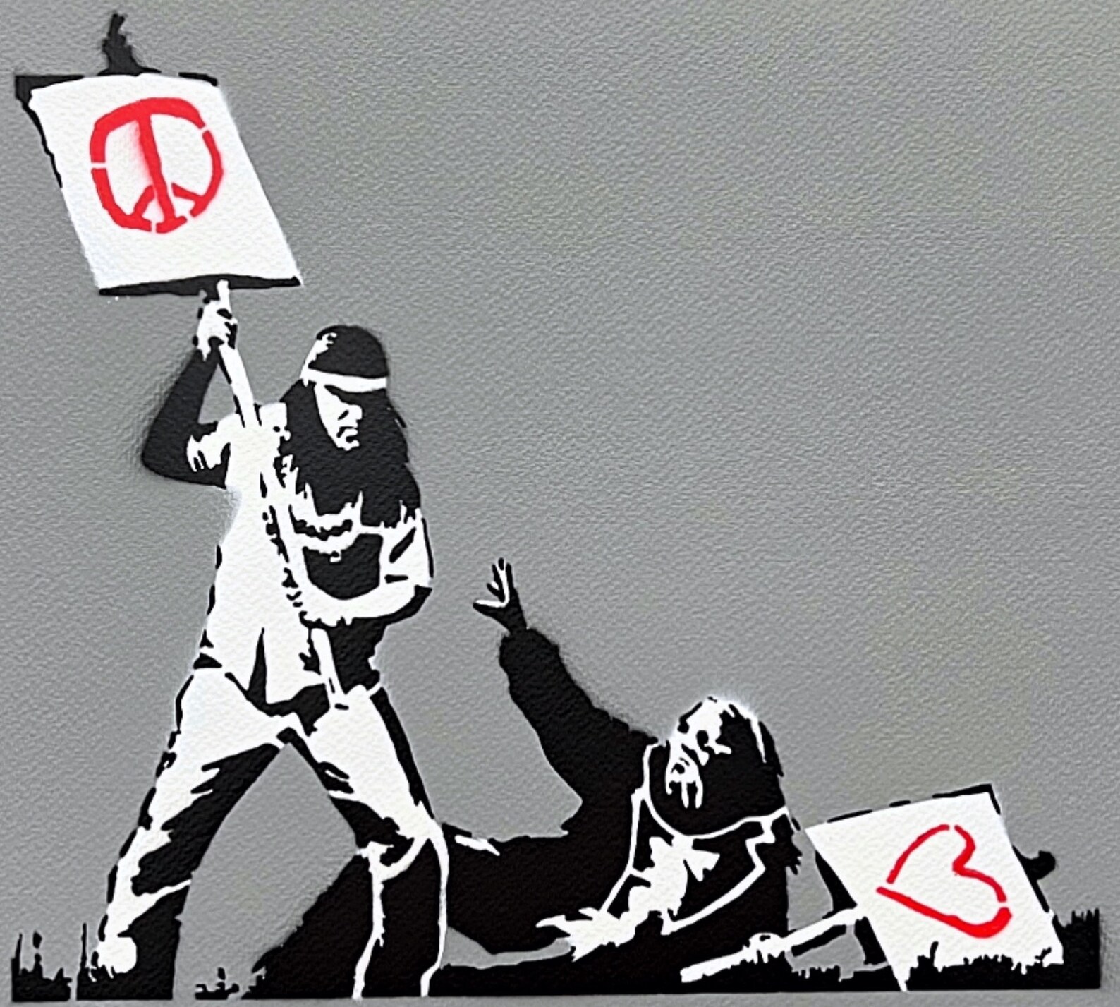 BANKSY/NOT BANKSY peace Vs Love Original Spray - Etsy