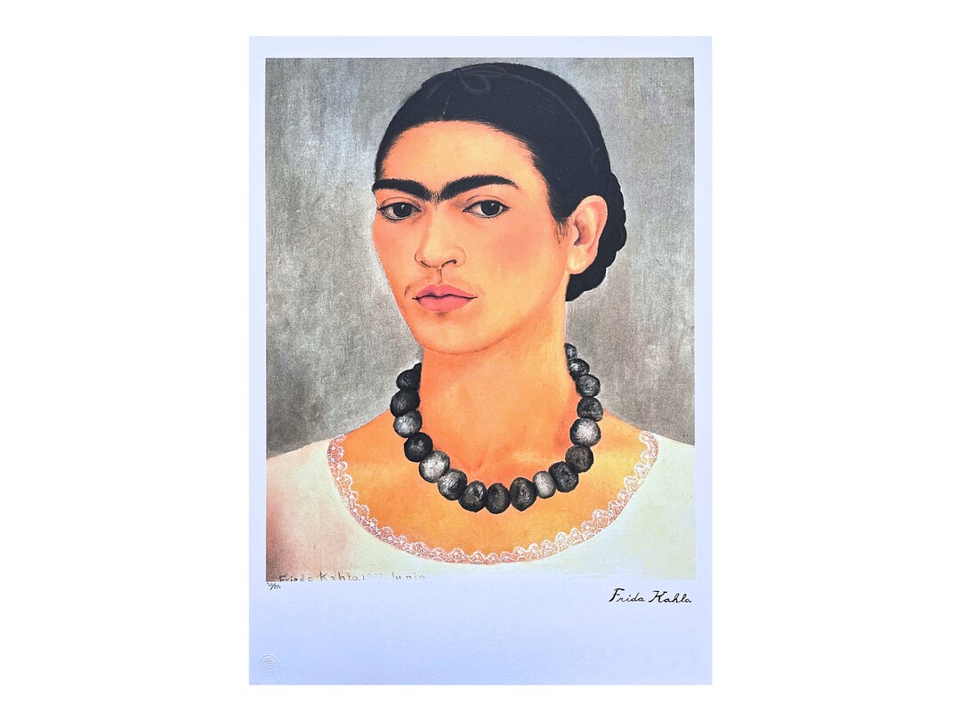 FRIDA KAHLO - Self Portrait With Necklace - Signed, Certificate + Photo ...