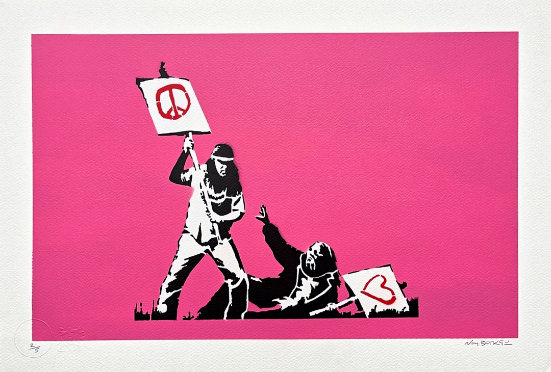 BANKSY/NOT BANKSY peace Vs Love Original Spray - Etsy