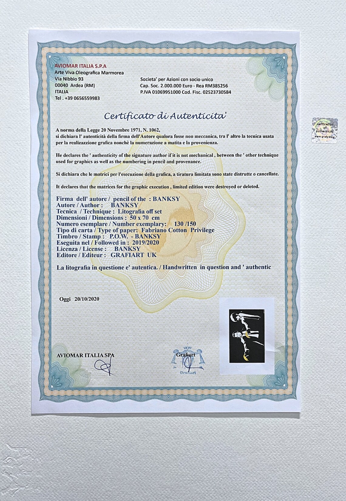 BANKSY pulp Fiction Signed, Certificate, Limited Edition 130/150, 70 X ...