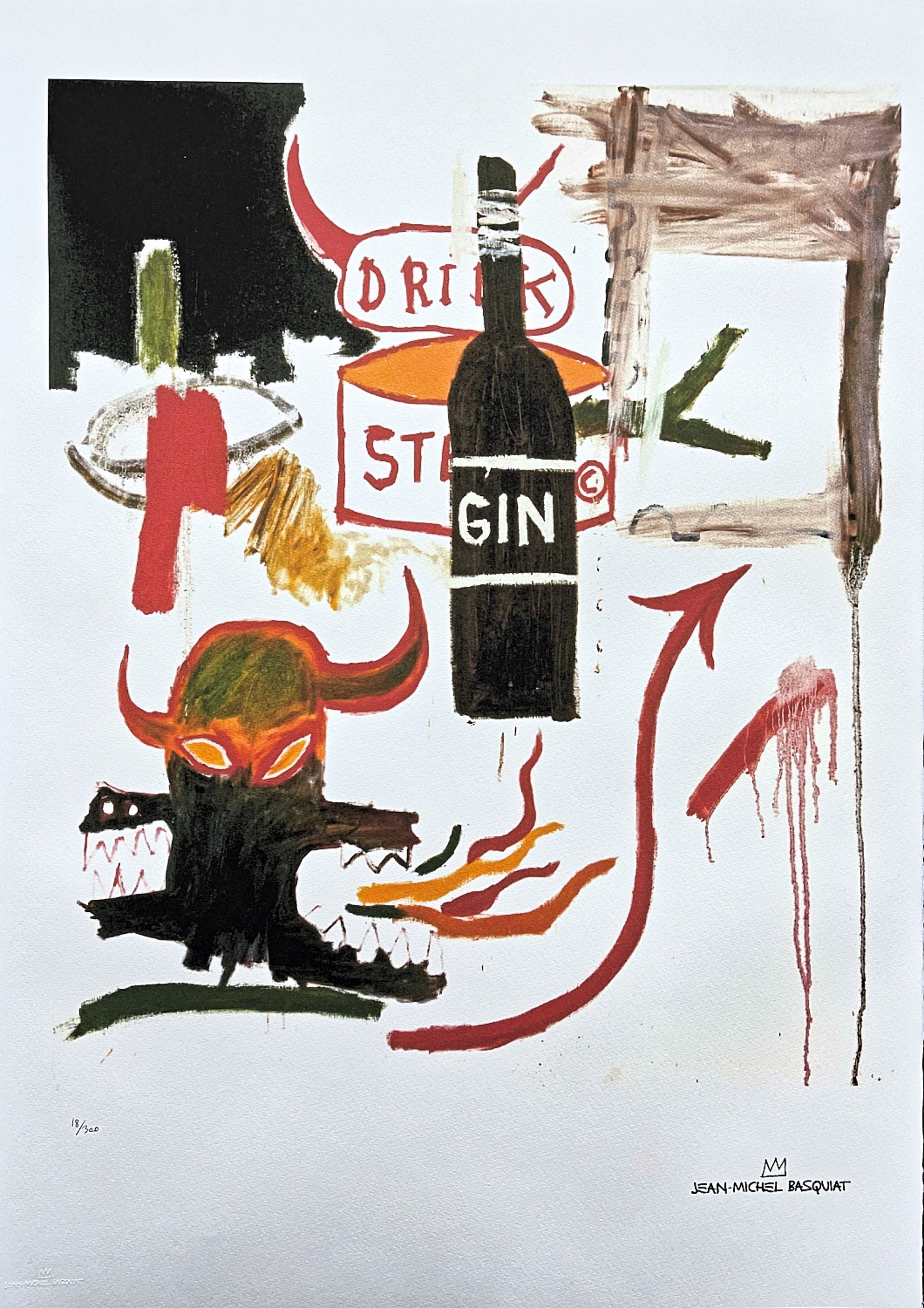 JEAN-MICHEL BASQUIAT Signed, Certificate, Limited Edition 18/300, 50 X ...