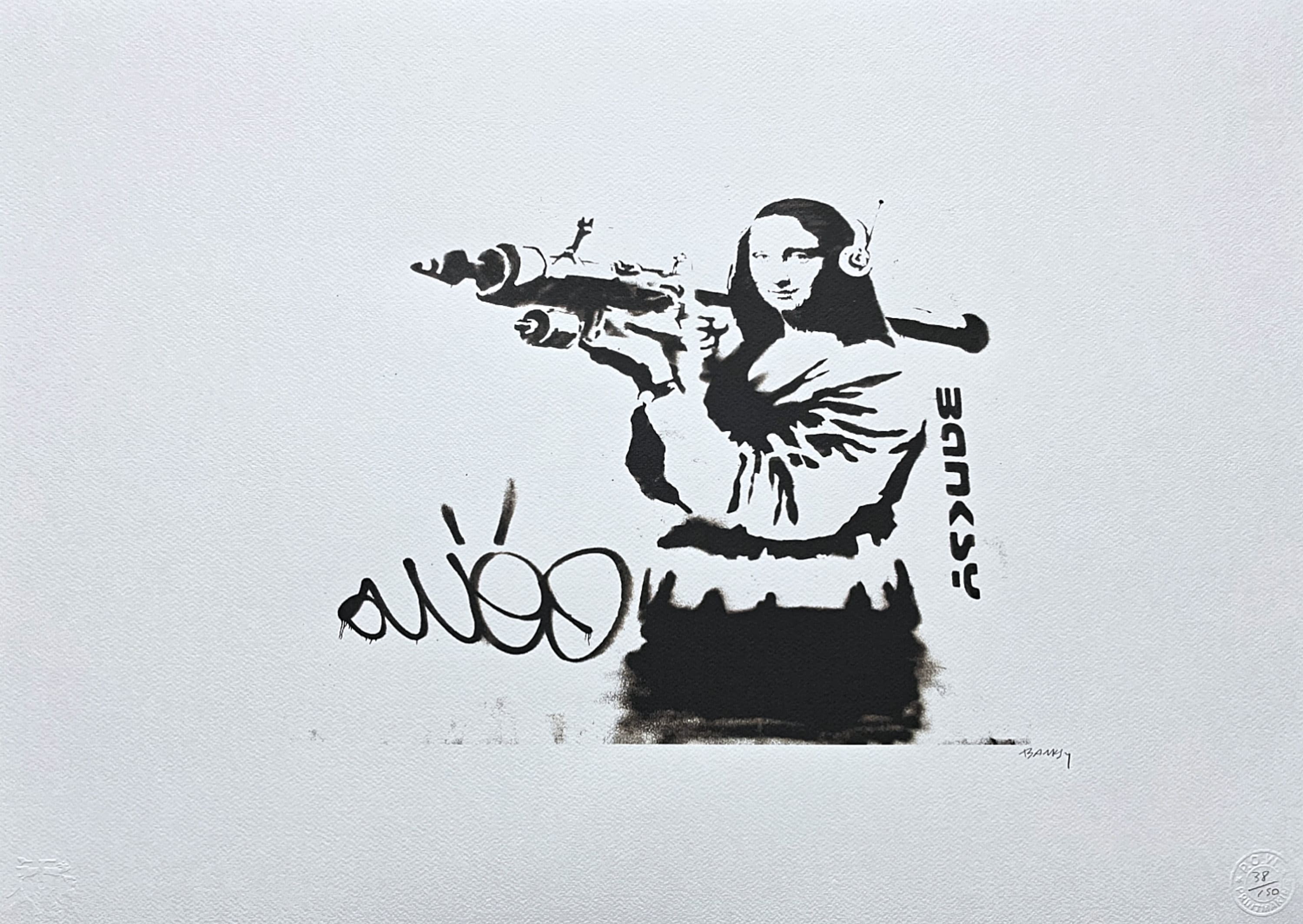 BANKSY Mona Lisa Bazooka Signed, Certificate coa, Limited Edition 38/ ...