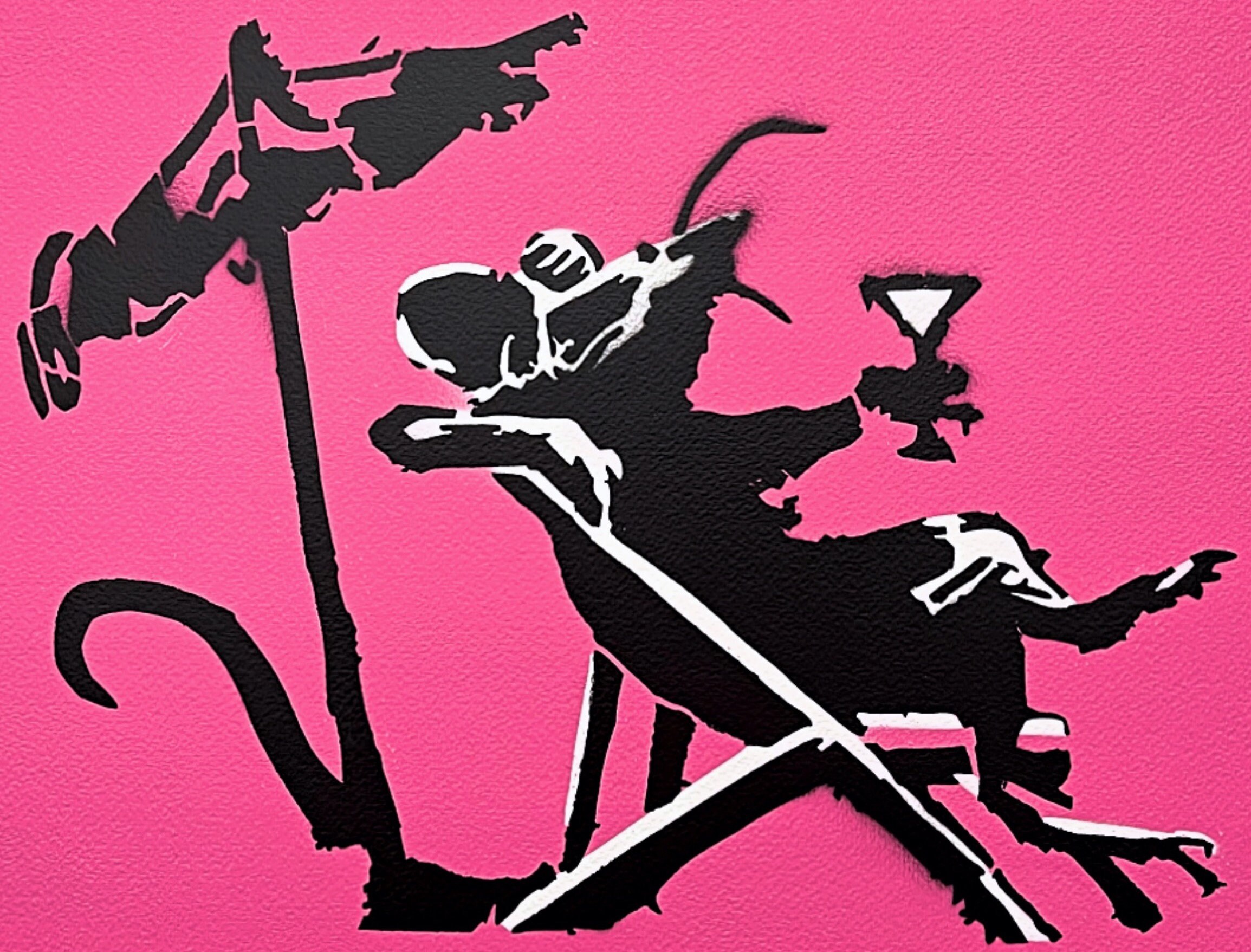 BANKSY/NOT BANKSY - Rat Drinking Cocktail - Original Spray Paint ...