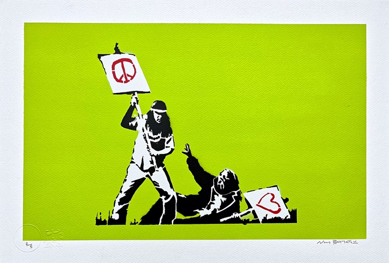 BANKSY/NOT BANKSY peace Vs Love Original Spray - Etsy