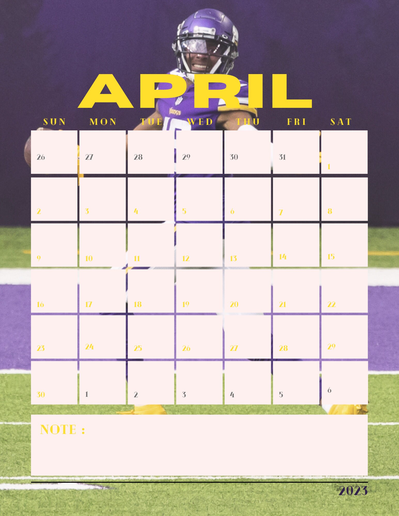 NFL Themed 2023 Calendar - Etsy