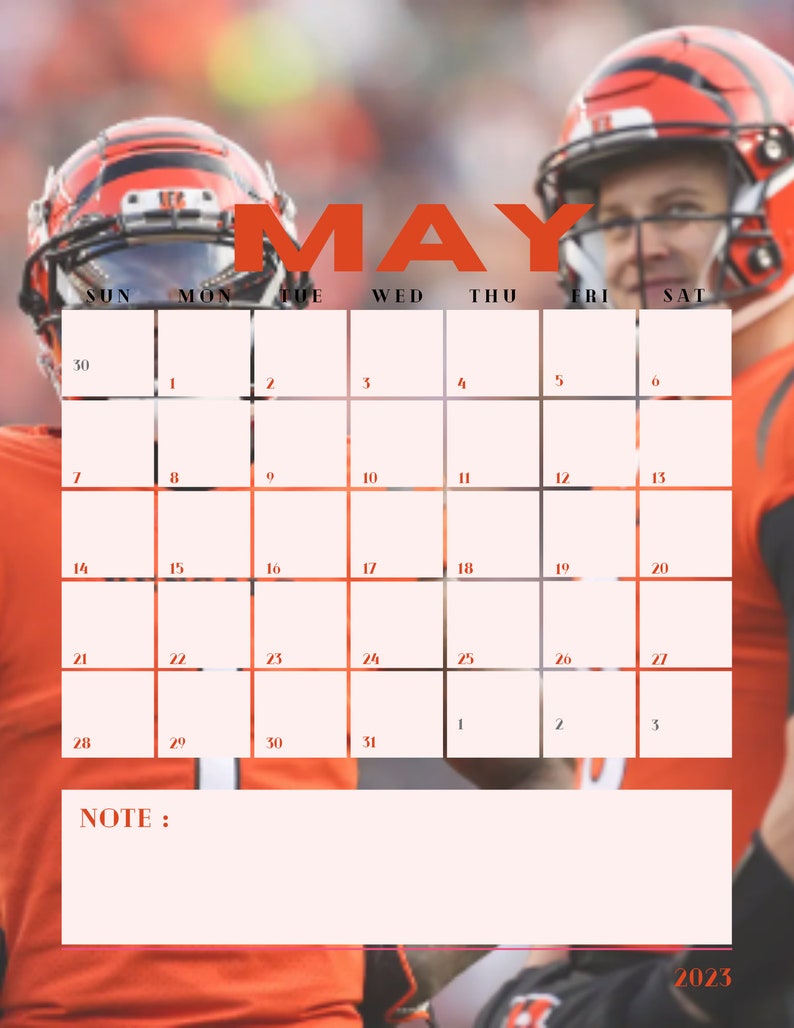 NFL Themed 2023 Calendar - Etsy