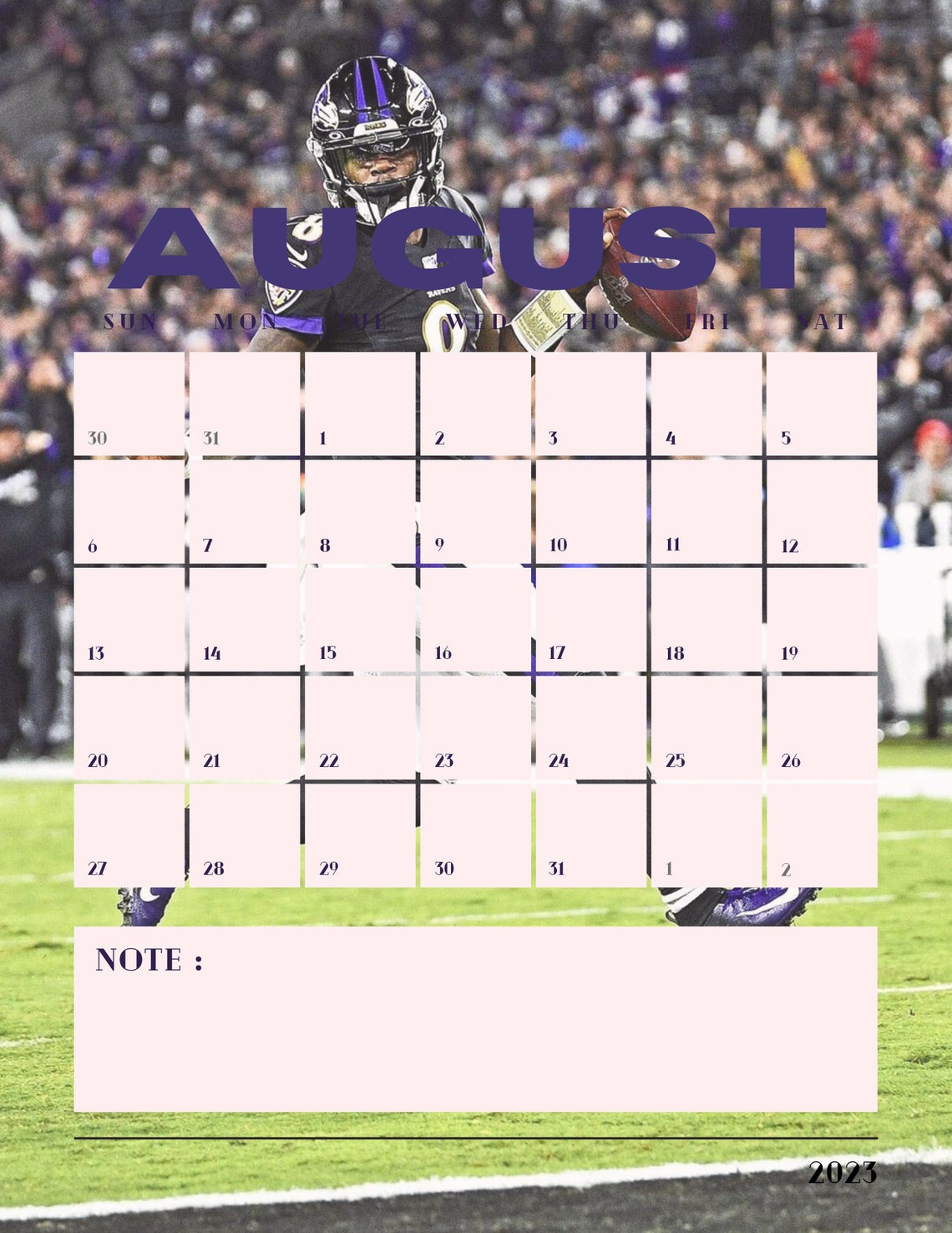 NFL Themed 2023 Calendar - Etsy