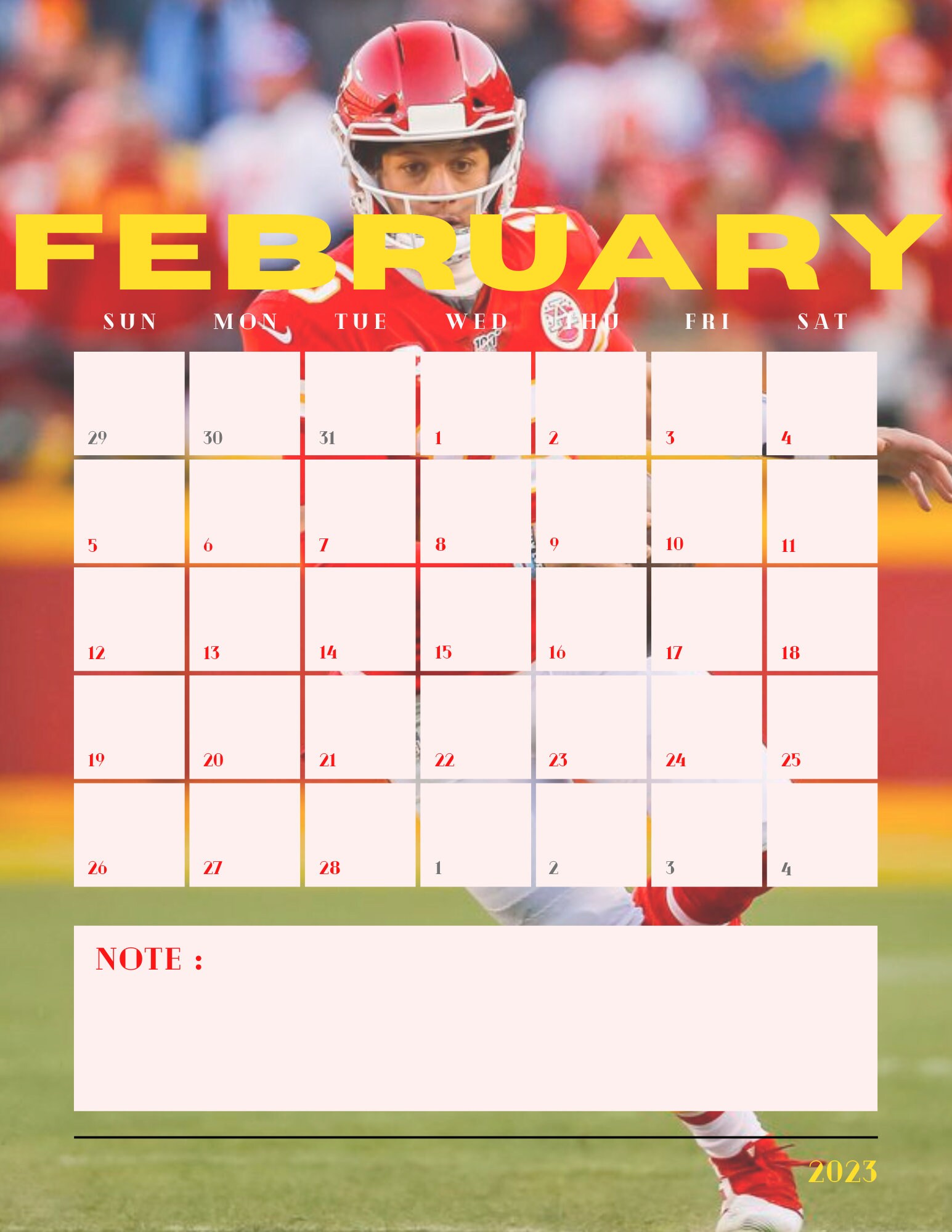 NFL Themed 2023 Calendar - Etsy