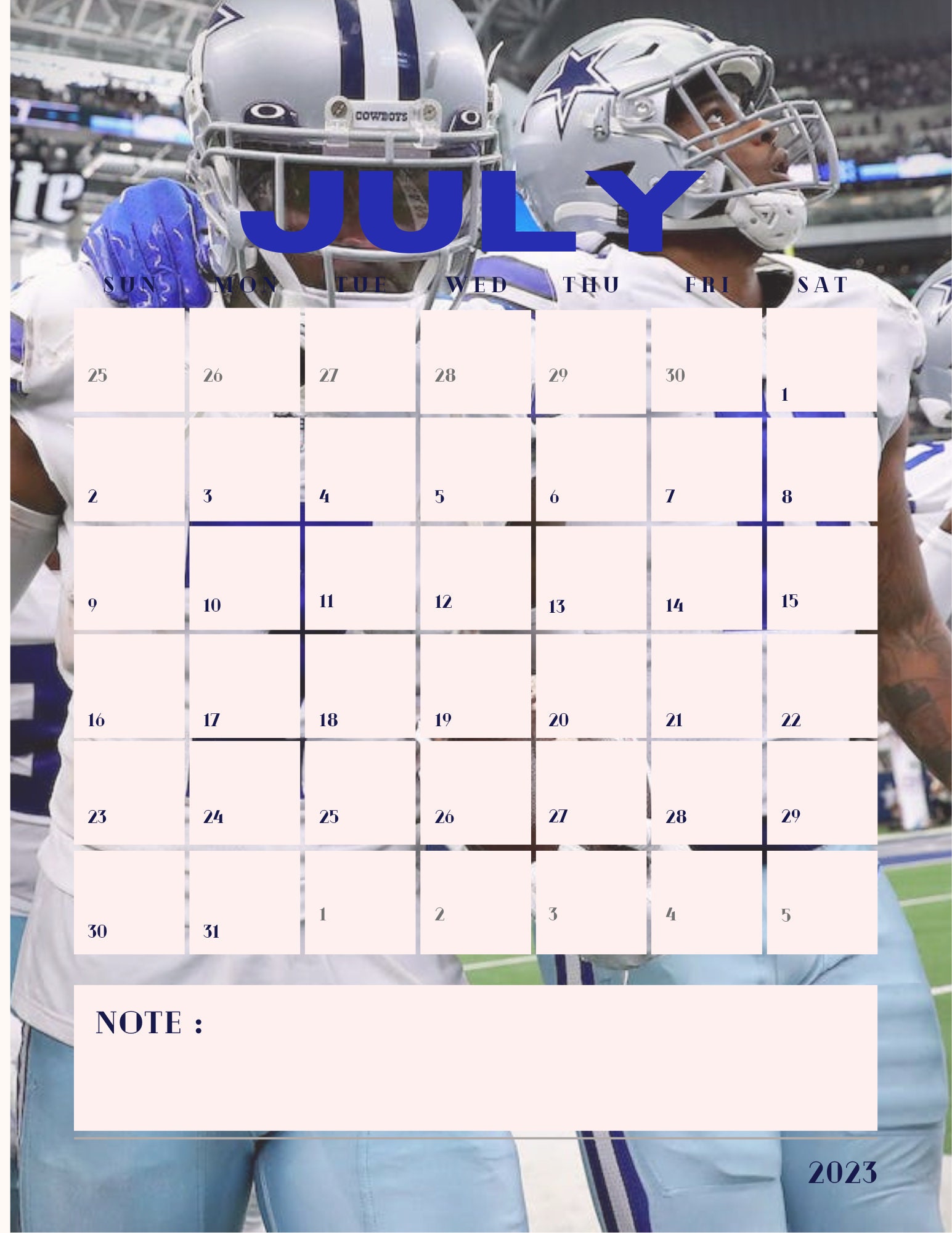 NFL Themed 2023 Calendar - Etsy