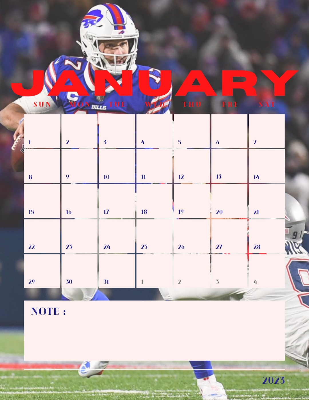 NFL Themed 2023 Calendar - Etsy