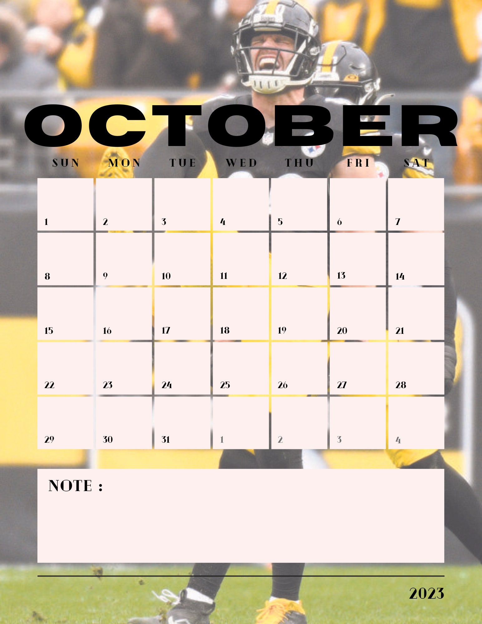 NFL Themed 2023 Calendar - Etsy