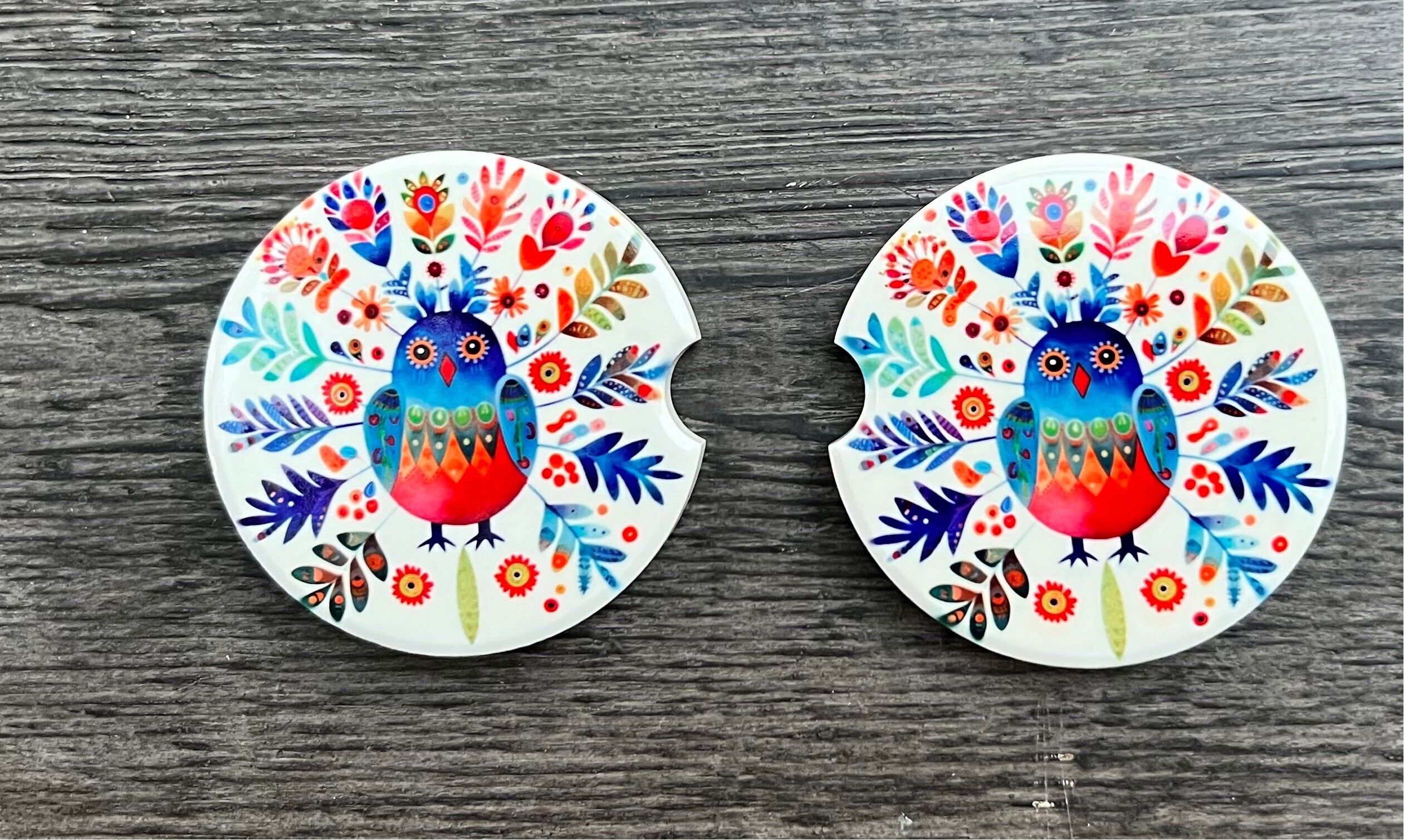 Ceramic Stone Car Coasters - Boho Owl - Etsy