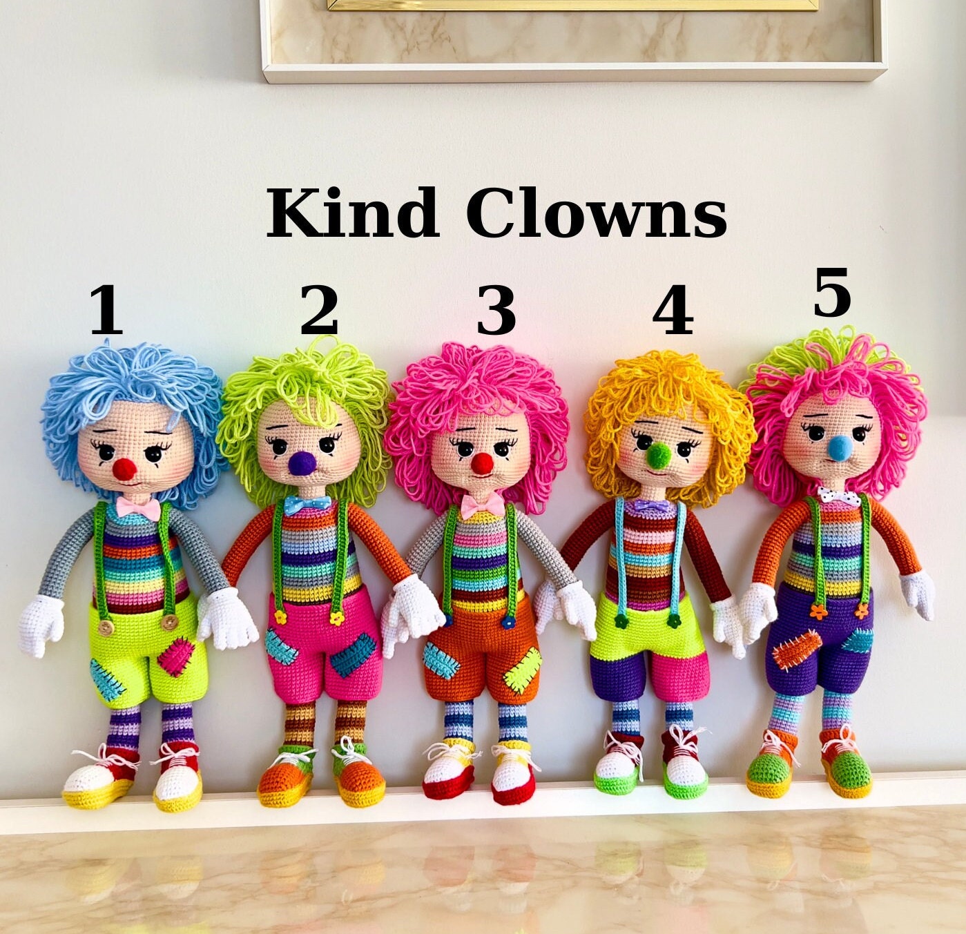 Clown Playful Personalised Character / Colourful Funny Crochet Clown ...